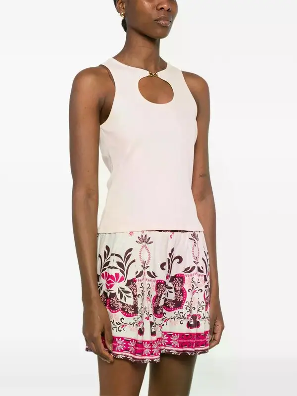 TWINSET Ribbed Cut-out Detail Sleeveless Top - Pink