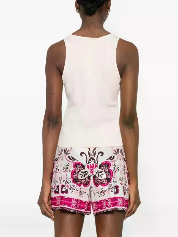 TWINSET Ribbed Cut-out Detail Sleeveless Top - Pink
