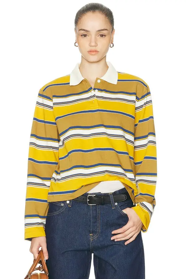 GRLFRND Long Sleeve Polo - Multi Stripe