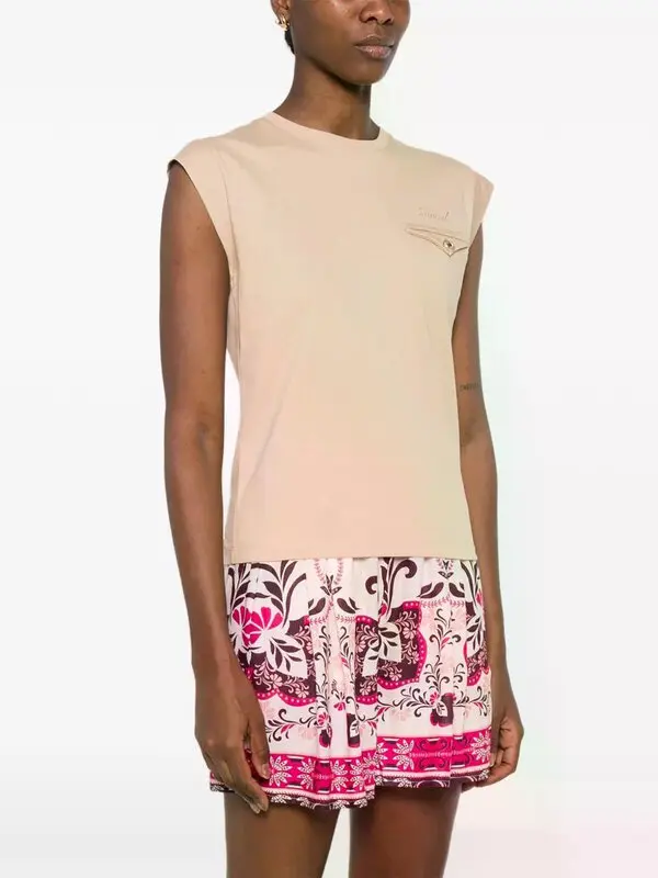 TWINSET Sleeveless T-shirt With Chest Pocket - Neutrals