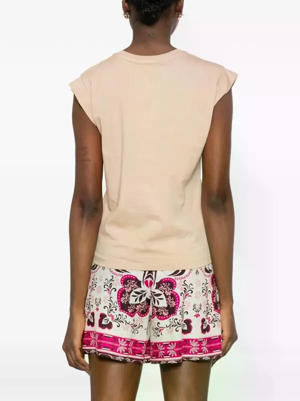 TWINSET Sleeveless T-shirt With Chest Pocket - Neutrals