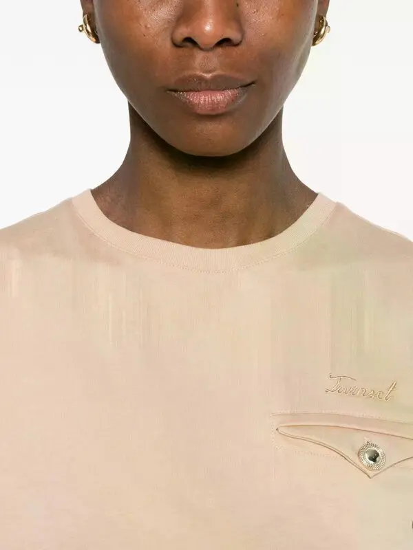 TWINSET Sleeveless T-shirt With Chest Pocket - Neutrals