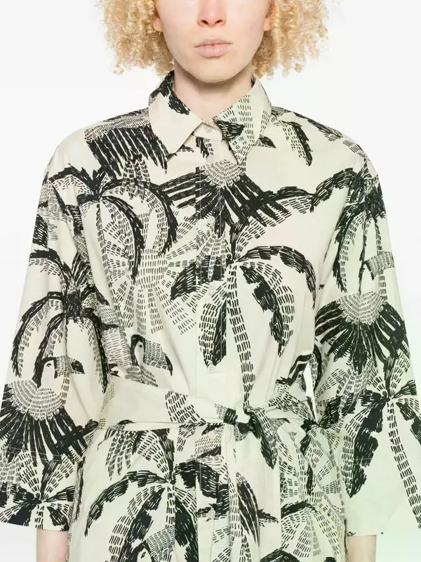 PSOPHIA Palm-tree Pattern Midi Dress