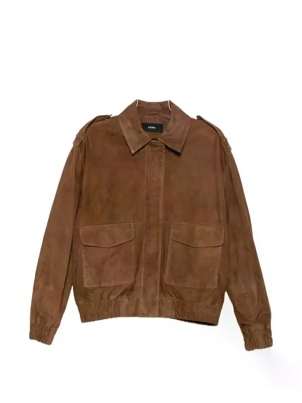 ARMA Suede Jacket With Pockets - Brown