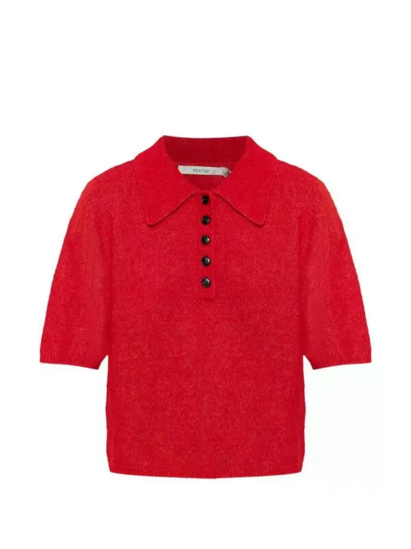 GESTUZ Buttoned Polo Knitwear - Red