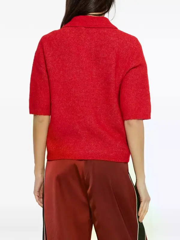 GESTUZ Buttoned Polo Knitwear - Red