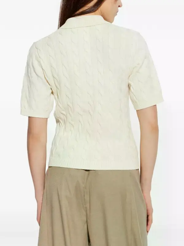 GESTUZ Thilla Cable Knit Polo Shirt - Neutrals