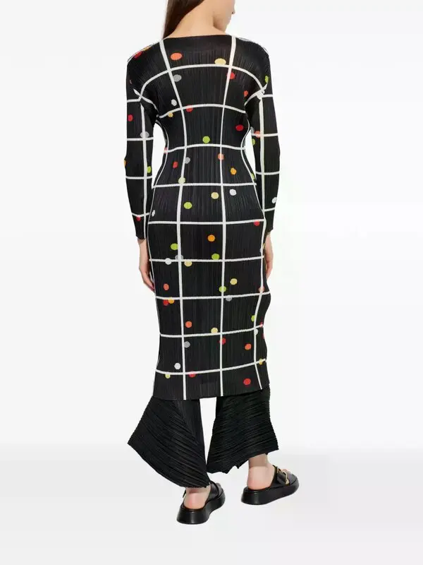 Issey Miyake Pleated Grid Print Dress