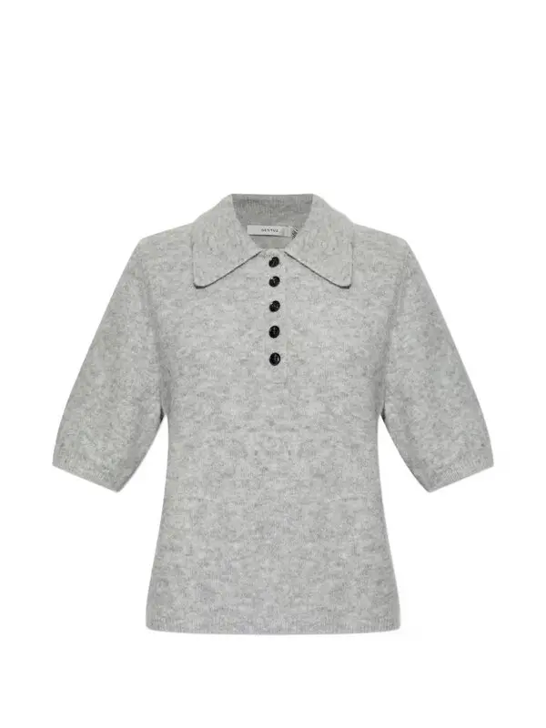 GESTUZ Button-front Knit Top - Grey