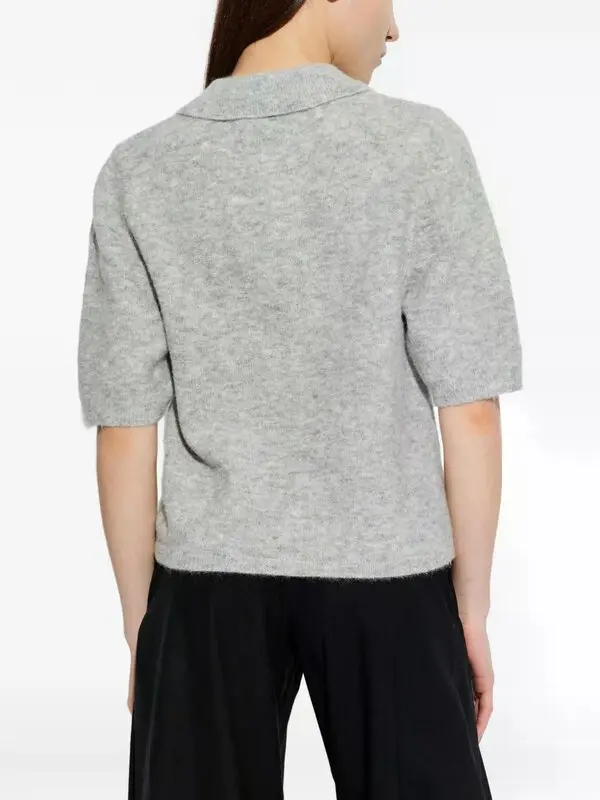 GESTUZ Button-front Knit Top - Grey