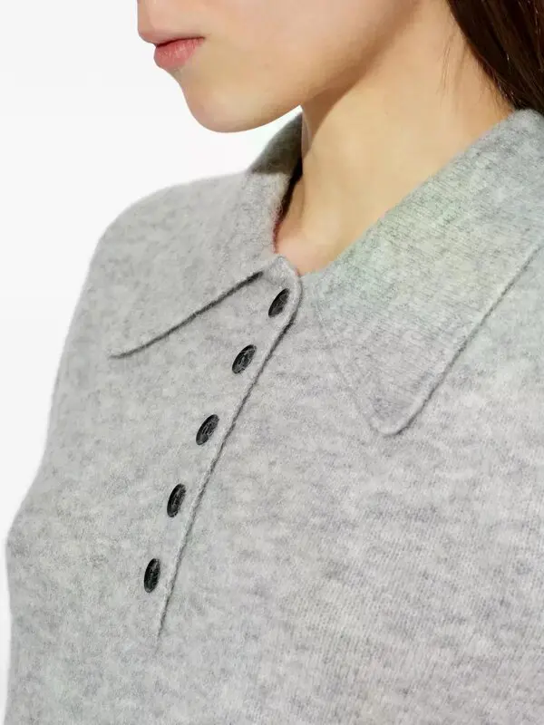 GESTUZ Button-front Knit Top - Grey