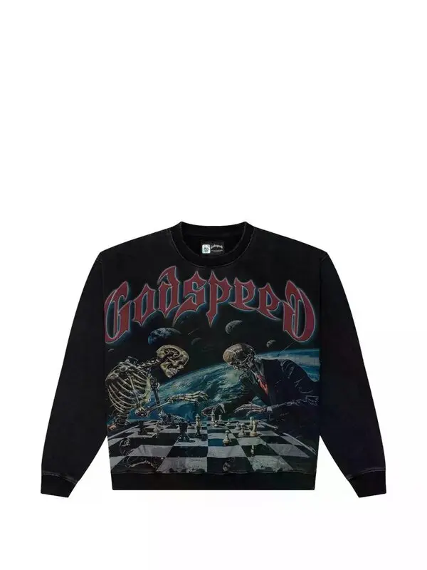GODSPEED Graphic Print Crew-neck Sweatshirt