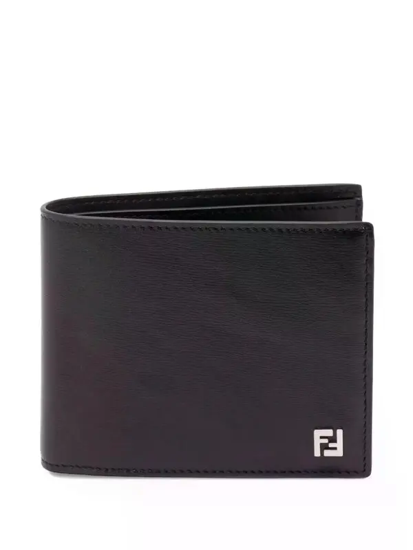 Fendi Logo Plaque Leather Wallet - Black