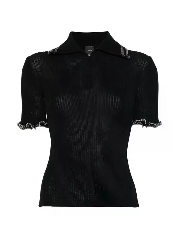 Pinko Keyhole Collared Ribbed Polo Shirt