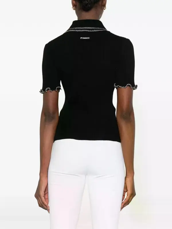 Pinko Keyhole Collared Ribbed Polo Shirt