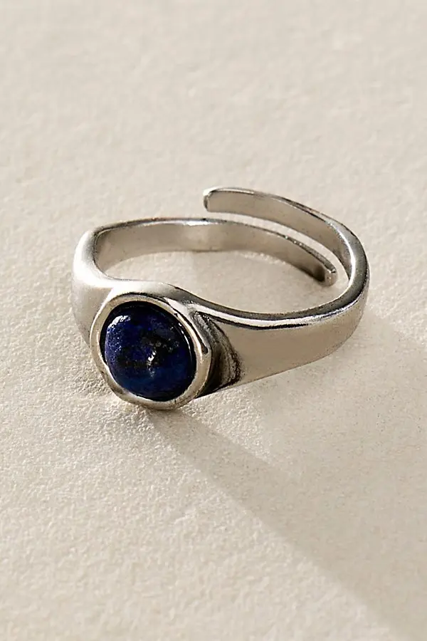 Free People Heart Eyes Toe Ring With Semiprecious Stone - Silver/turq