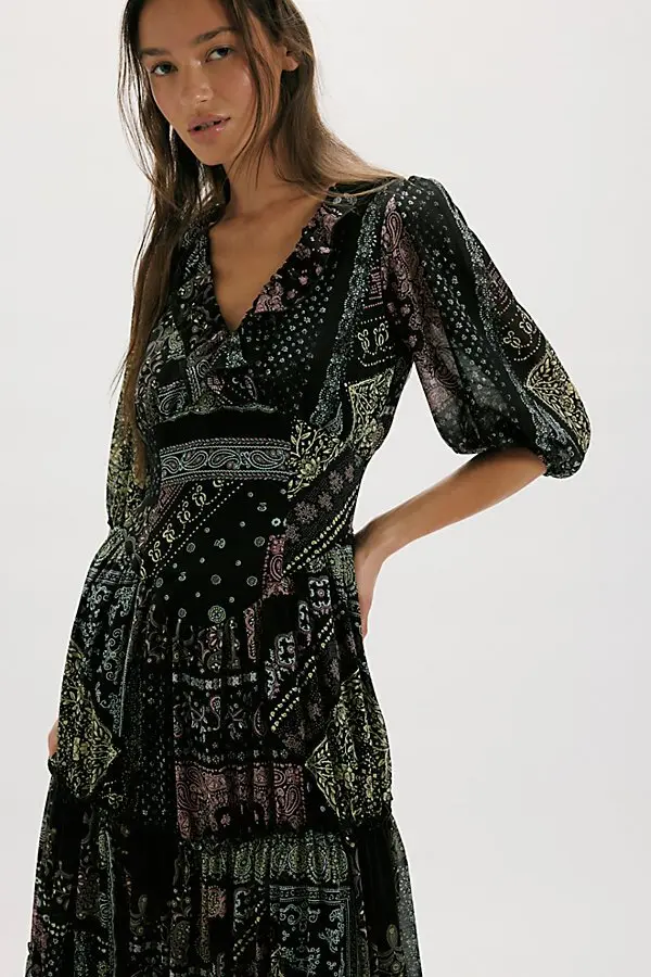 Free People Maxi Dress With Balloon Sleeves
