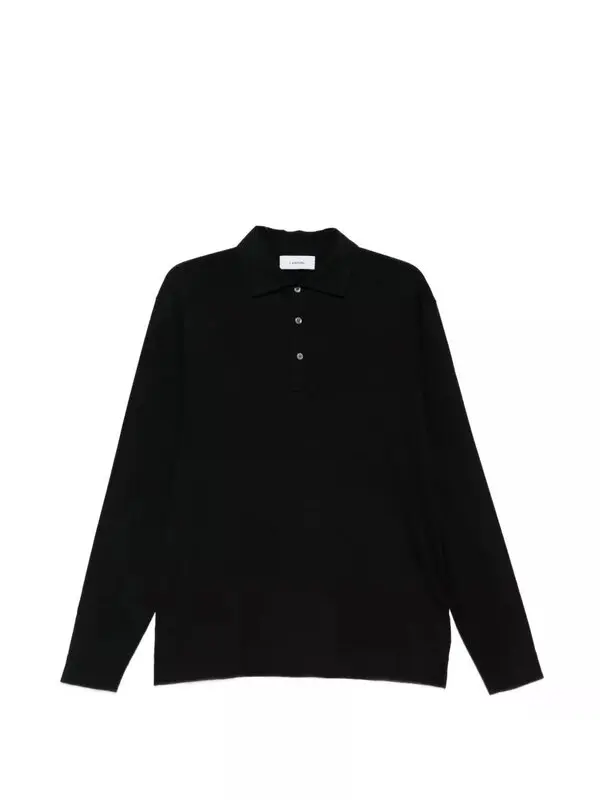 LARDINI Long-sleeve Polo Shirt - Black