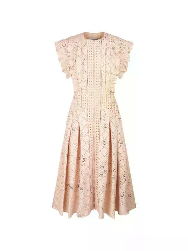Alberta Ferretti Broderie Anglaise Dress - Neutrals