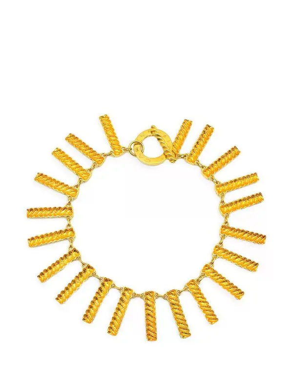 Carven 1970s Sunburst Logo Clasp Collar Necklace