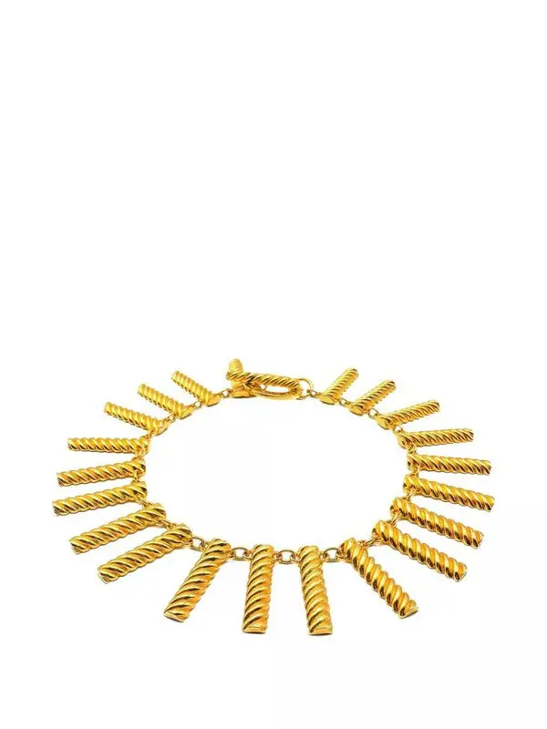 Carven 1970s Sunburst Logo Clasp Collar Necklace