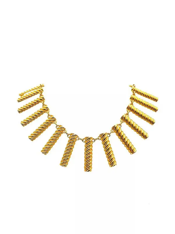 Carven 1970s Sunburst Logo Clasp Collar Necklace