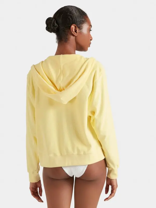 Hunza G Terry Towelling Zip Hoodie - Butter
