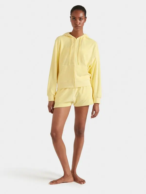 Hunza G Terry Towelling Zip Hoodie - Butter