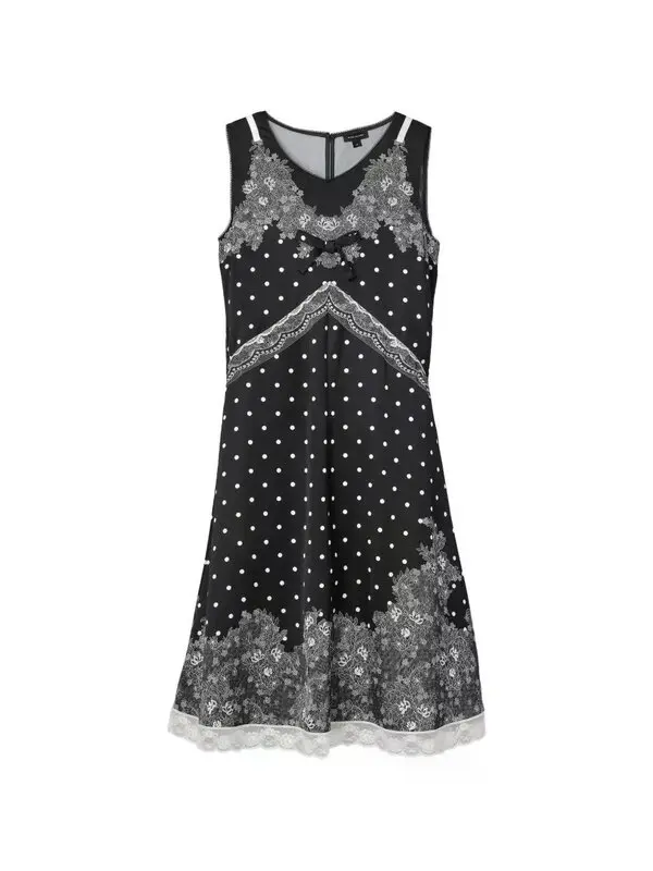 Marc Jacobs Polka Dot Lace-detail Midi Dress - Black