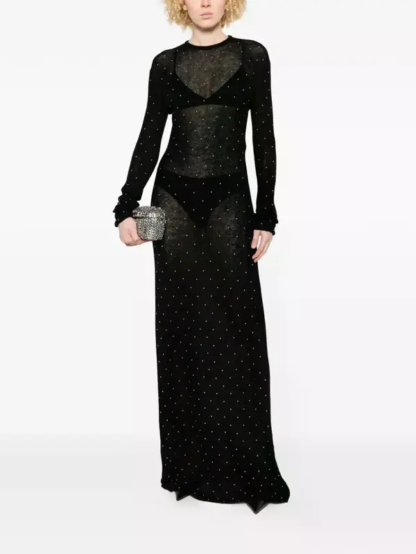Rabanne Studded Long-sleeve Maxi Dress - Black