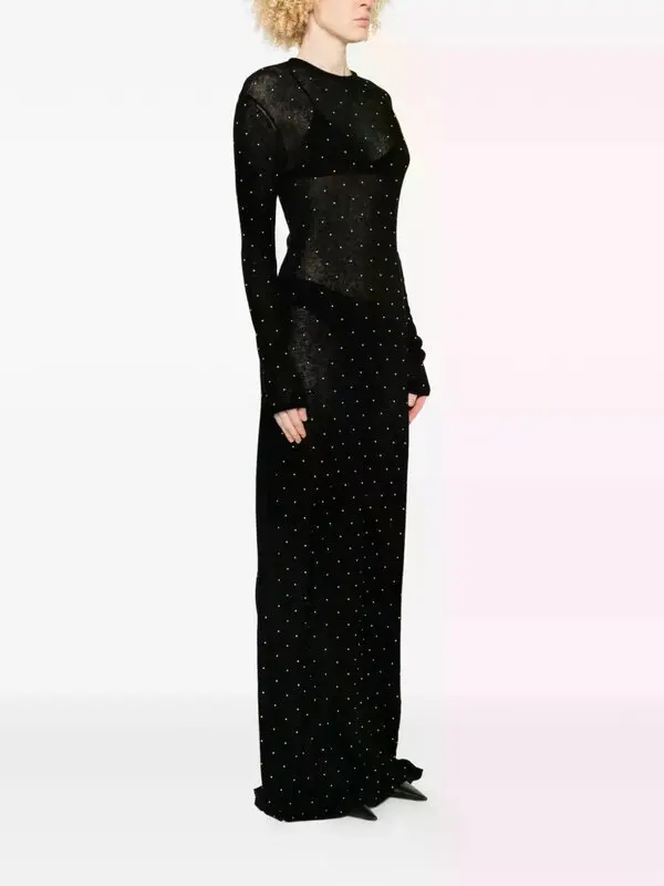 Rabanne Studded Long-sleeve Maxi Dress - Black