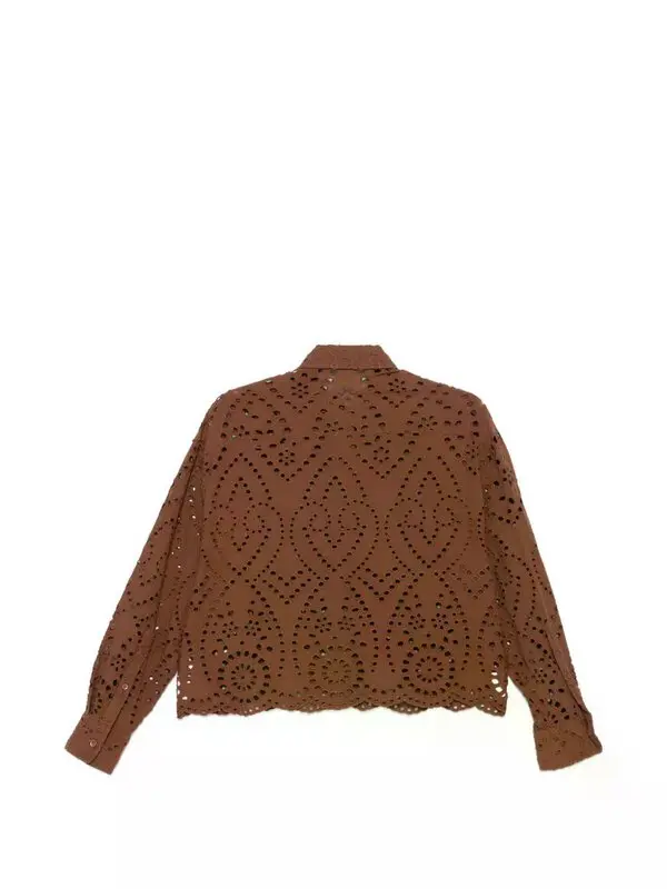 MC2 SAINT BARTH Cut-out Embroidered Blouse - Brown