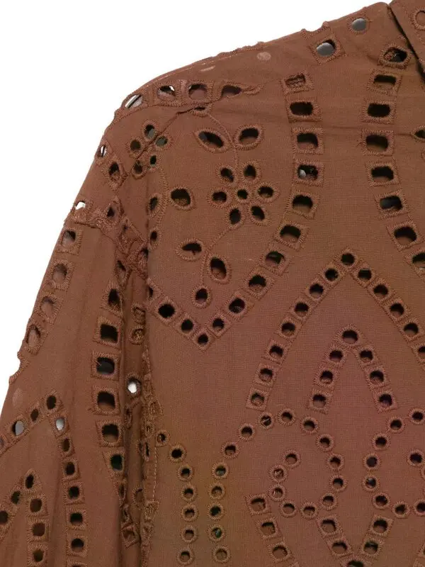 MC2 SAINT BARTH Cut-out Embroidered Blouse - Brown