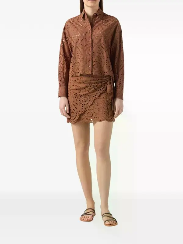 MC2 SAINT BARTH Cut-out Embroidered Blouse - Brown