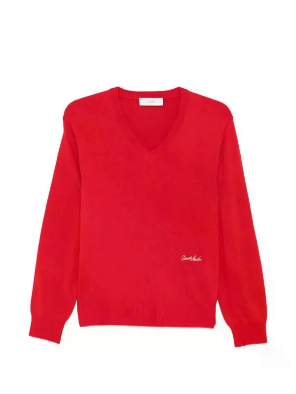 DUNST Logo V-neck Sweater - Red