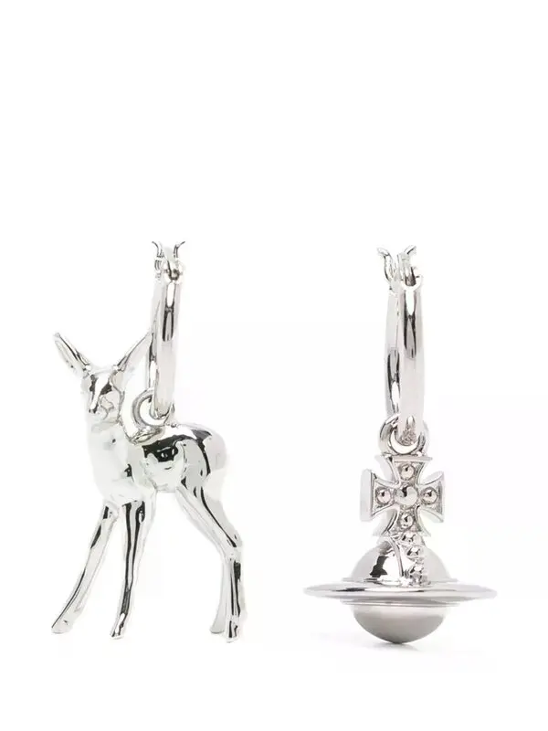 VIVIENNE WESTWOOD Deer-orb Hoop Earrings - Silver