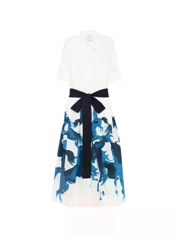 SARA ROKA Horse-print Margie Midi Dress - White