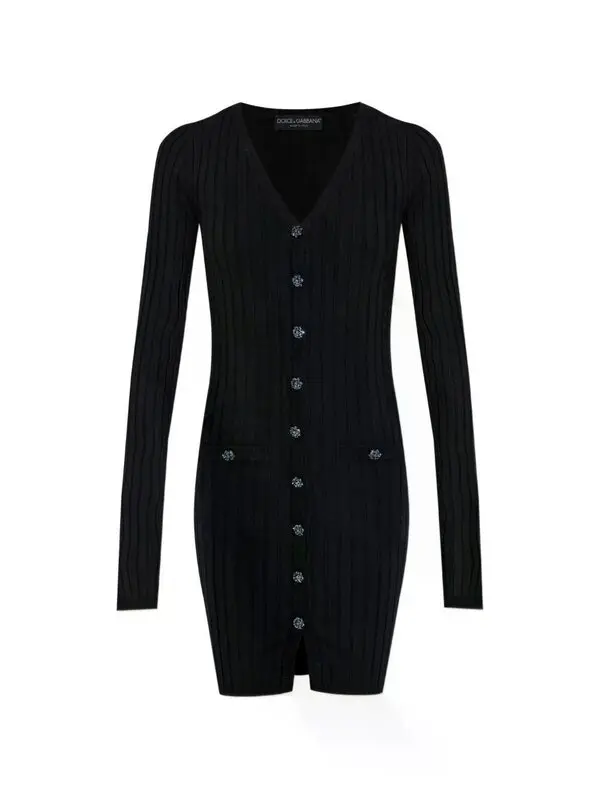 Dolce & Gabbana Buttoned V-neck Mini Dress