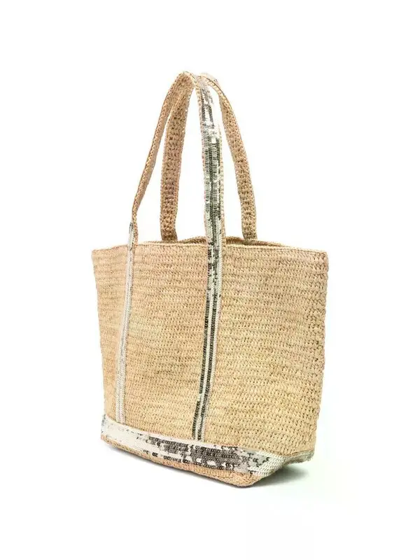 Vanessa Bruno M Raffia Sequin Tote Bag - Neutrals