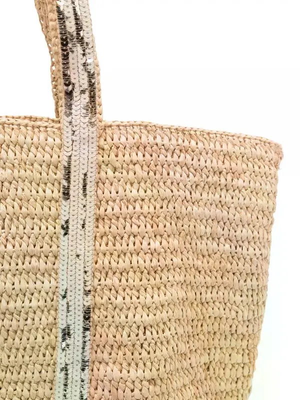 Vanessa Bruno M Raffia Sequin Tote Bag - Neutrals