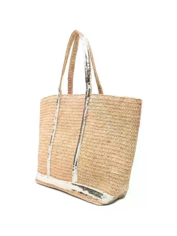 Vanessa Bruno L Raffia Sequin Tote Bag - Neutrals