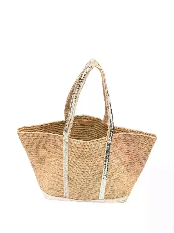 Vanessa Bruno L Raffia Sequin Tote Bag - Neutrals