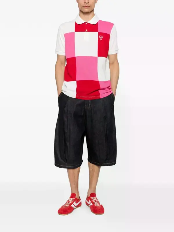 Comme Des Garçons X Fred Perry Patchwork Pique Polo Shirt - Pink