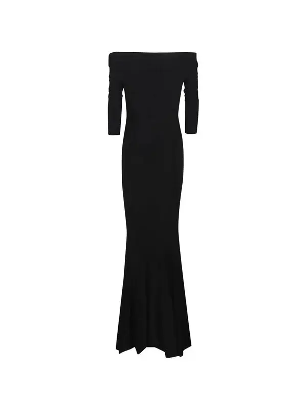 Norma Kamali Off-shoulder Long-sleeve Dress