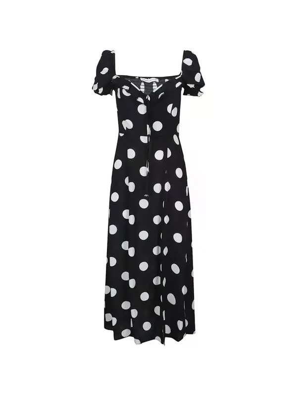 MAR DE MARGARITAS Nikita Polka-dot Smocked Dress - Black
