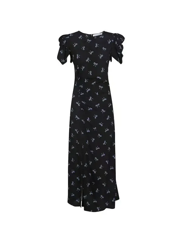 MAR DE MARGARITAS Kristel Ruffled-sleeves Print Dress - Black
