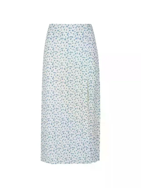 MAR DE MARGARITAS Floral-pattern Slit Skirt - White