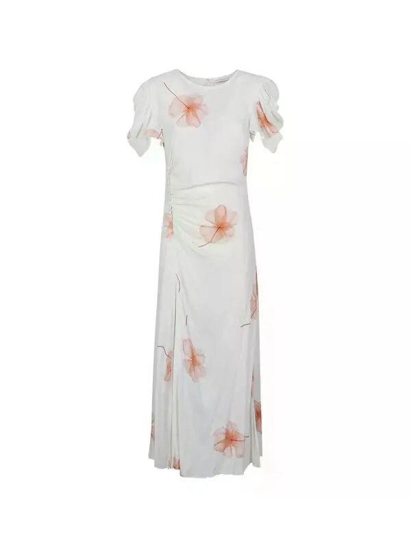 MAR DE MARGARITAS Kristel Floral-pattern Slit Dress - White
