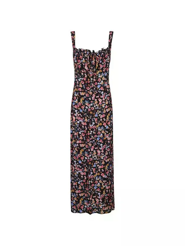 MAR DE MARGARITAS Megan Tie-detail Floral Dress - Black