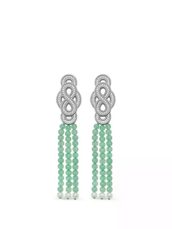 Shanghai Tang Infinite Knot Beaded Drop Earrings - Silver